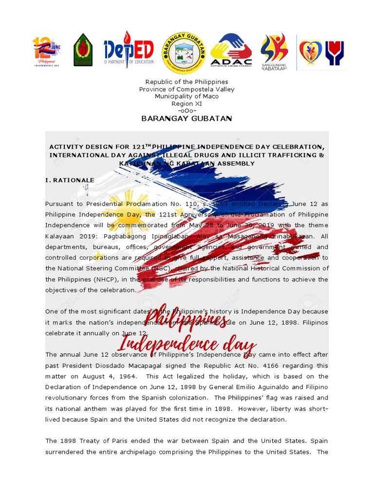 Activity Design For 121st Philippine Independence Day | PDF ...