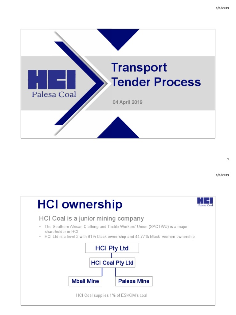 Palesa Mine Transport Tender Details | PDF | Mining | Economies