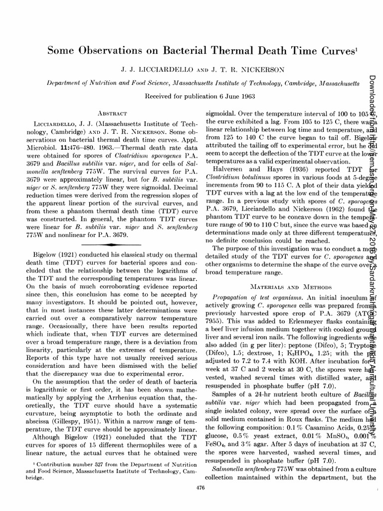 Some Observations Curves': Bacterial Thermal Death Time | PDF ...