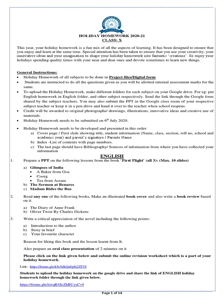 HHW Class - X | PDF | Sustainable Development | Homework