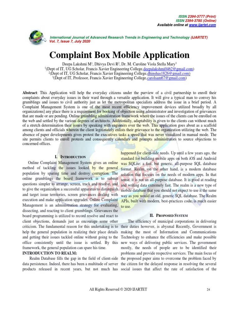Complaint Box Mobile Application | Download Free PDF | Web Application ...