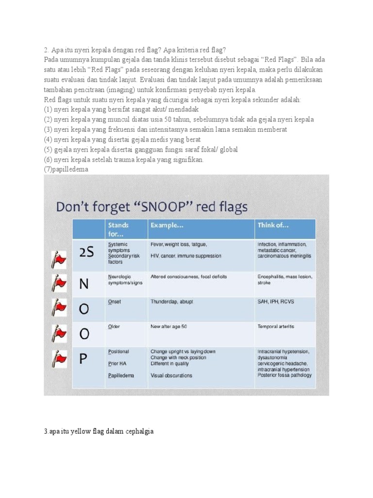 Red Flag Dan Yellow Flag CEPHALGIA | PDF
