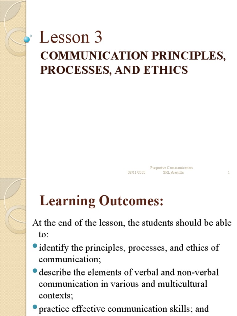 Lesson 3 - COMMUNICATION PRINCIPLES, PROCESSES, AND ETHICS | PDF ...