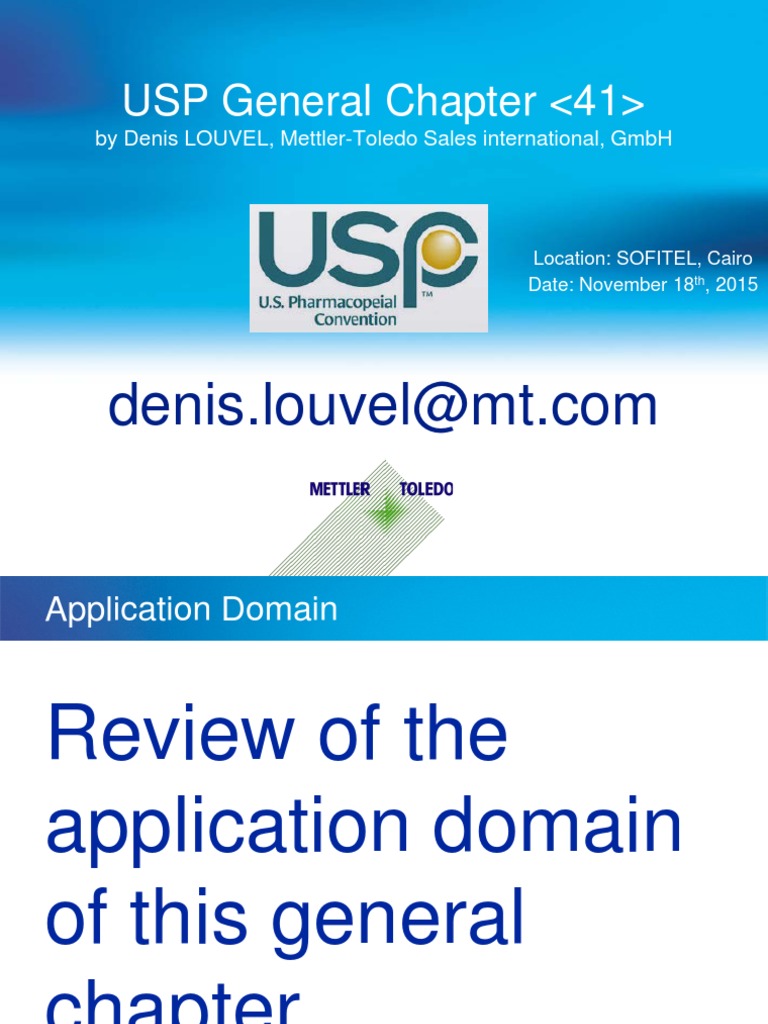 USP Chapter 41: Balance Calibration Standards | PDF | Weight | Weighing ...