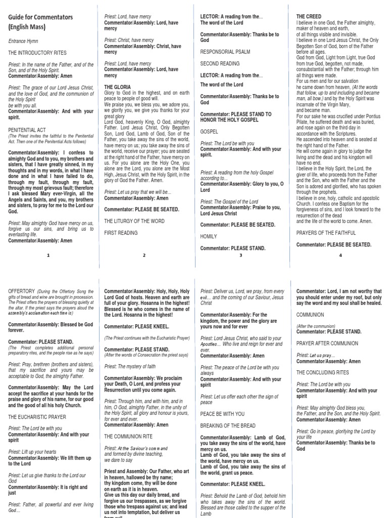 Guide For Commentators (English Mass) PDF | PDF | Mass (Liturgy) | God ...