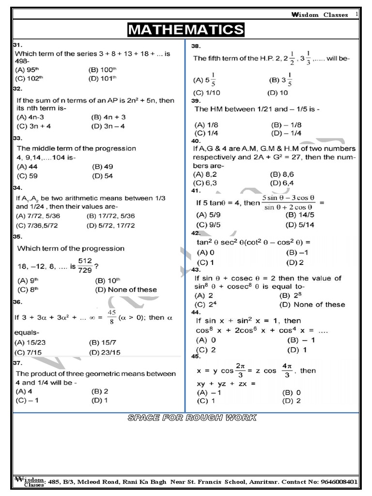 31 - 60 Mathematics | PDF