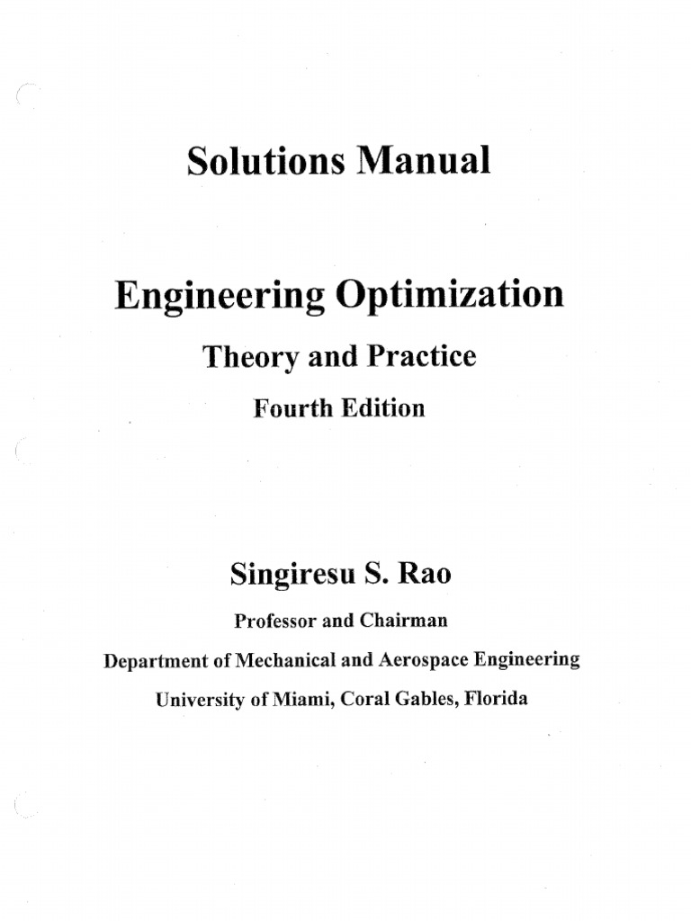 Solution Manual For Engineering Optimization, The4th Ed - T. Z. H. Rao ...
