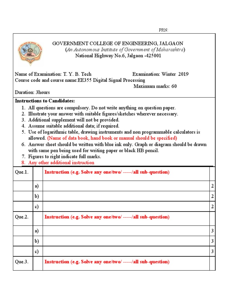 Instructions To Candidates:: (Name of Data Book, Hand Book or Manual ...