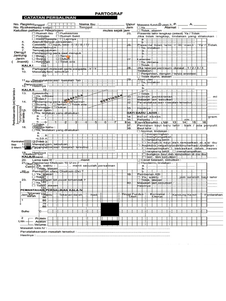 Format Partograf Kosong | PDF