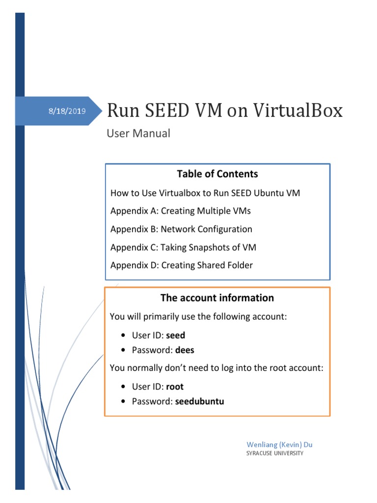 Run Seed VM On Virtualbox: User Manual | Download Free PDF | Virtual ...