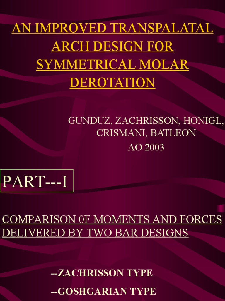 An Improved Transpalatal Arch Design For Symmetrical Molar Derotation ...