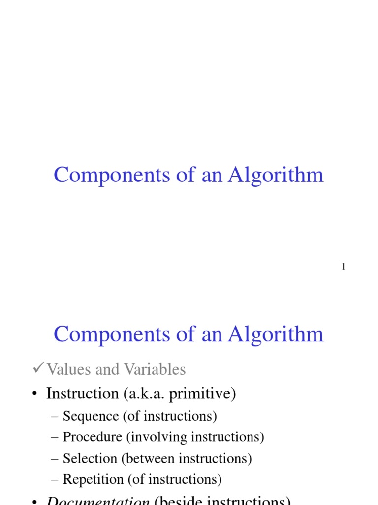 Components of An Algorithm | PDF | Subroutine | Algorithms