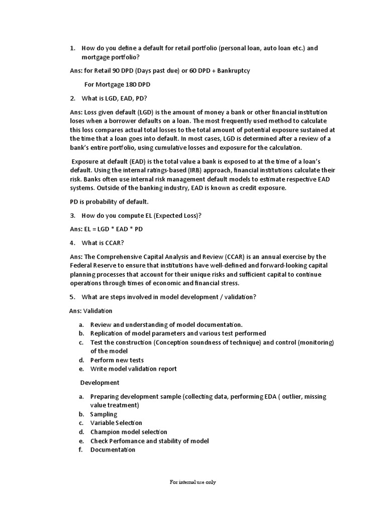 Credit Risk Interview Questions | PDF | Logistic Regression ... Credit Risk Interview Questions | PDF | Logistic Regression ...