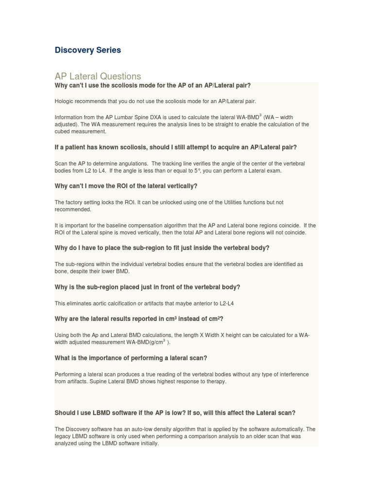 AP Lateral Questions: Discovery Series | PDF | Osteoporosis | Vertebral ...