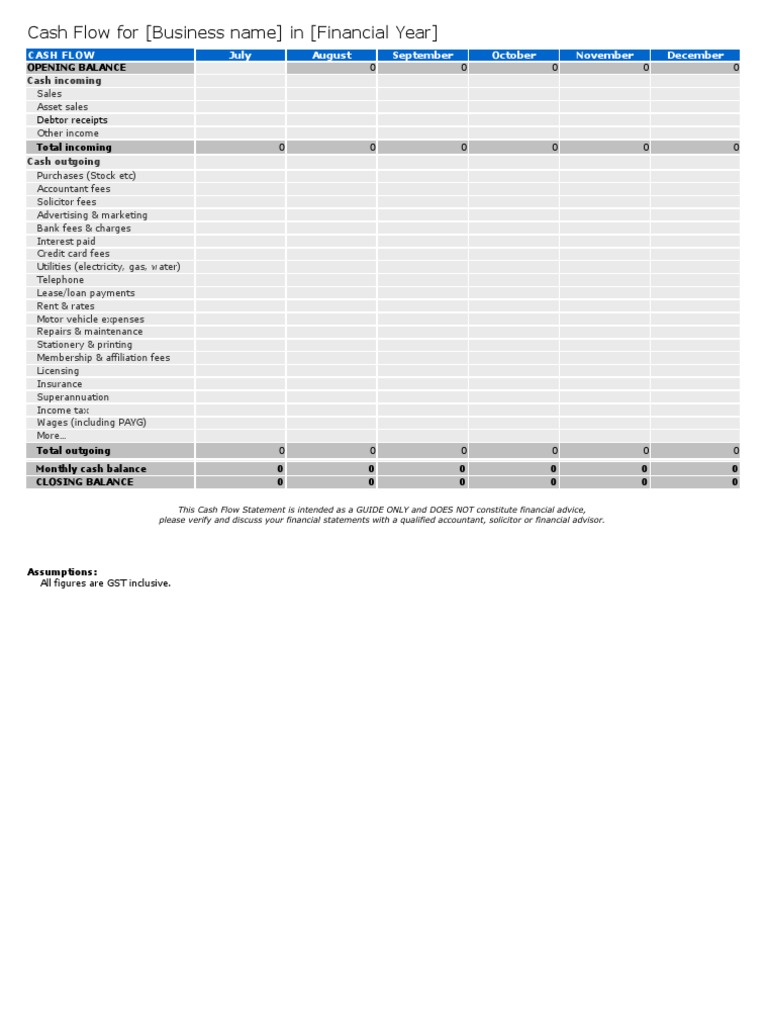 Cashflow Template | PDF | Cash Flow Statement | Fee