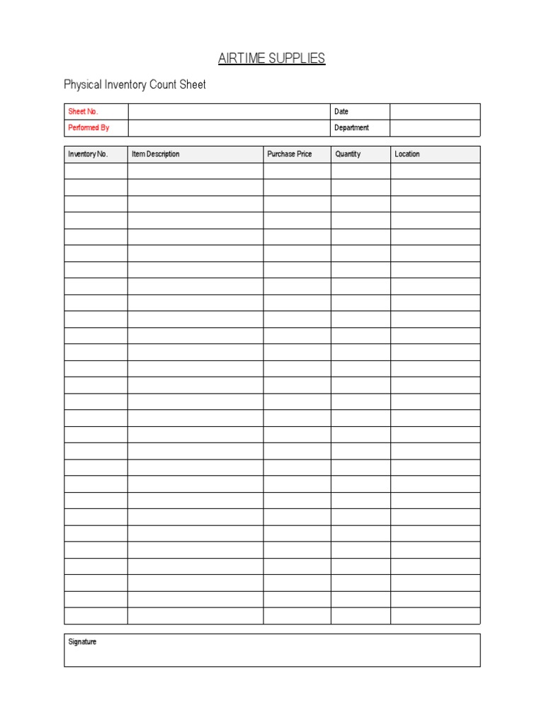 Physical Inventory Count Sheet | PDF