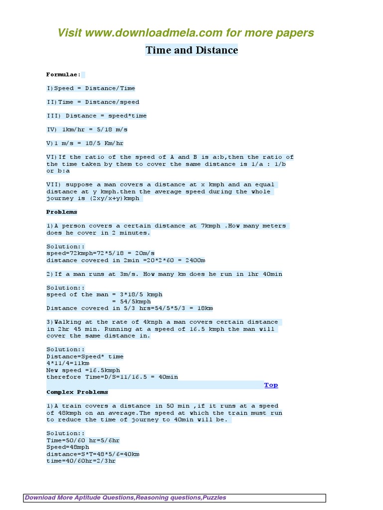 Time and Distance Concept and Problems | PDF | Speed | Theft