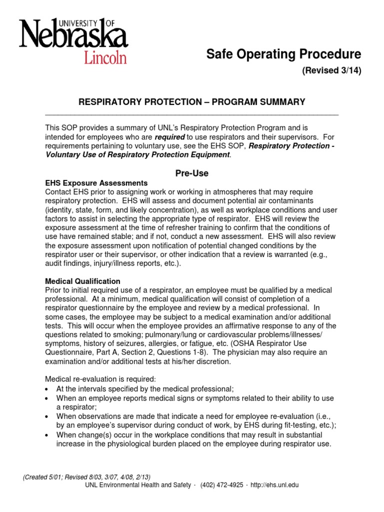 RPP SOP Respiratory Summary | PDF | Occupational Safety And Health ...