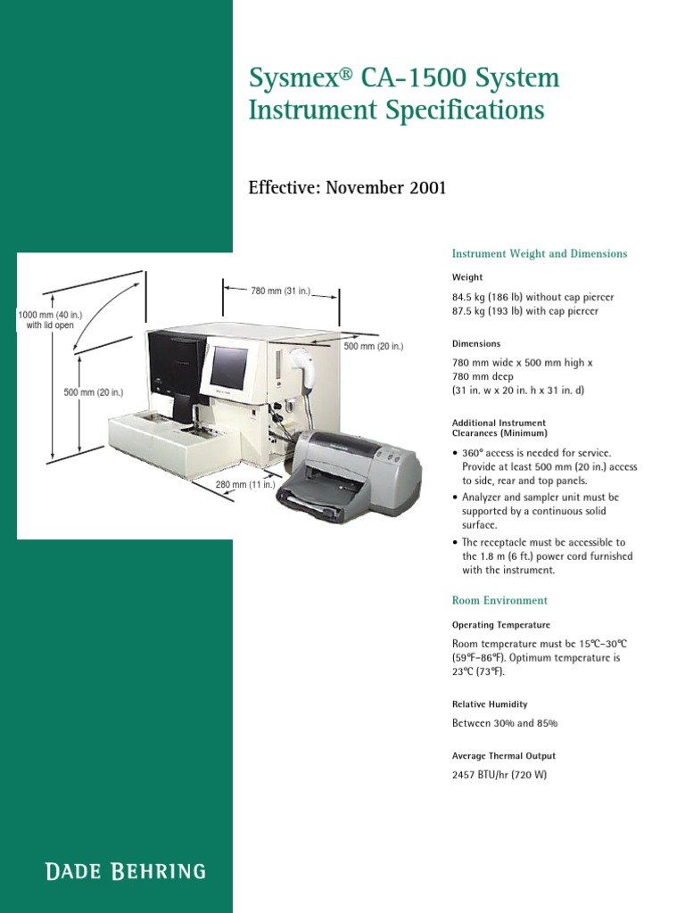 Sysmex CA-1500 PDF | PDF | Ac Power Plugs And Sockets | Electrical ...