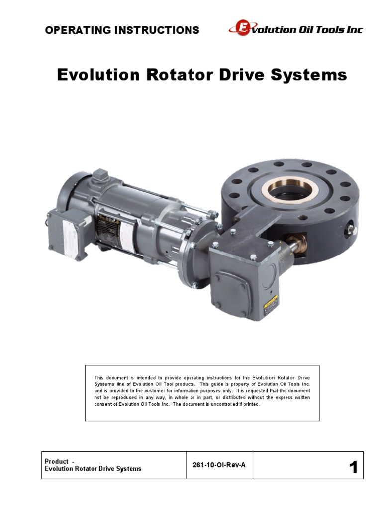 Evolution Rotator Drive Systems: Operating Instructions | PDF | Pump ...