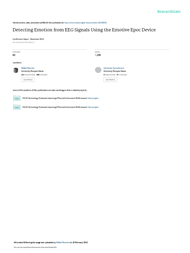 Detecting Emotion From EEG Signals Using The Emotive Epoc Device | PDF ...