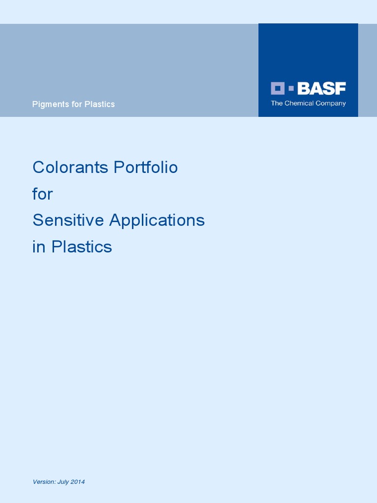 Colorants Portfolio For Sensitive Applications in Plastics EDC1114e ...