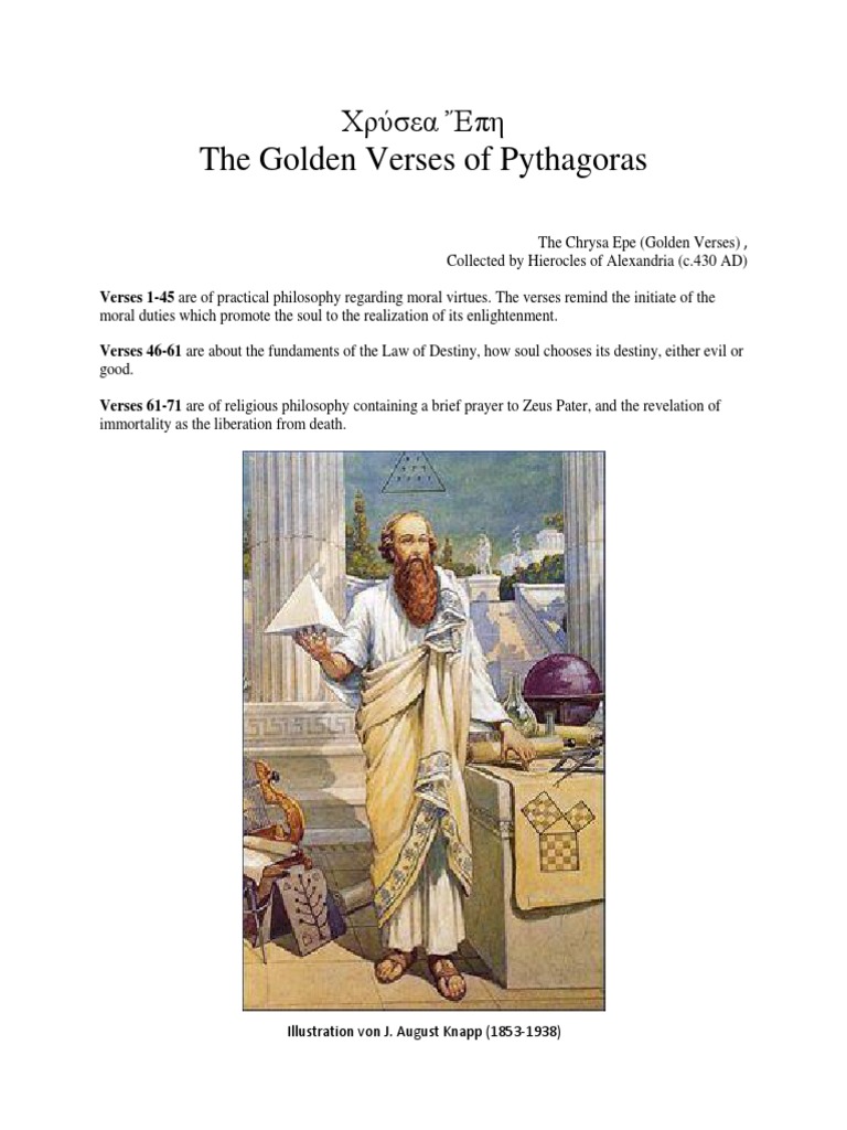 The Golden Verses of Pythagoras | PDF | Soul | Divinity