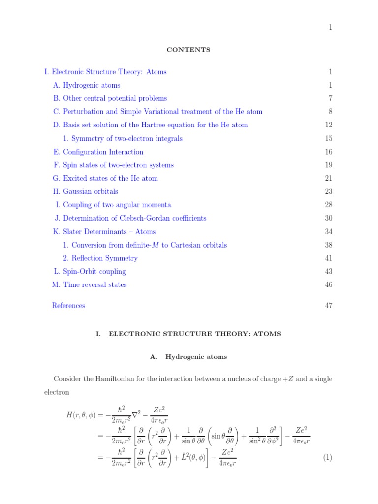 Electronic Structure Atoms PDF | PDF | Hartree–Fock Method | Atomic Physics