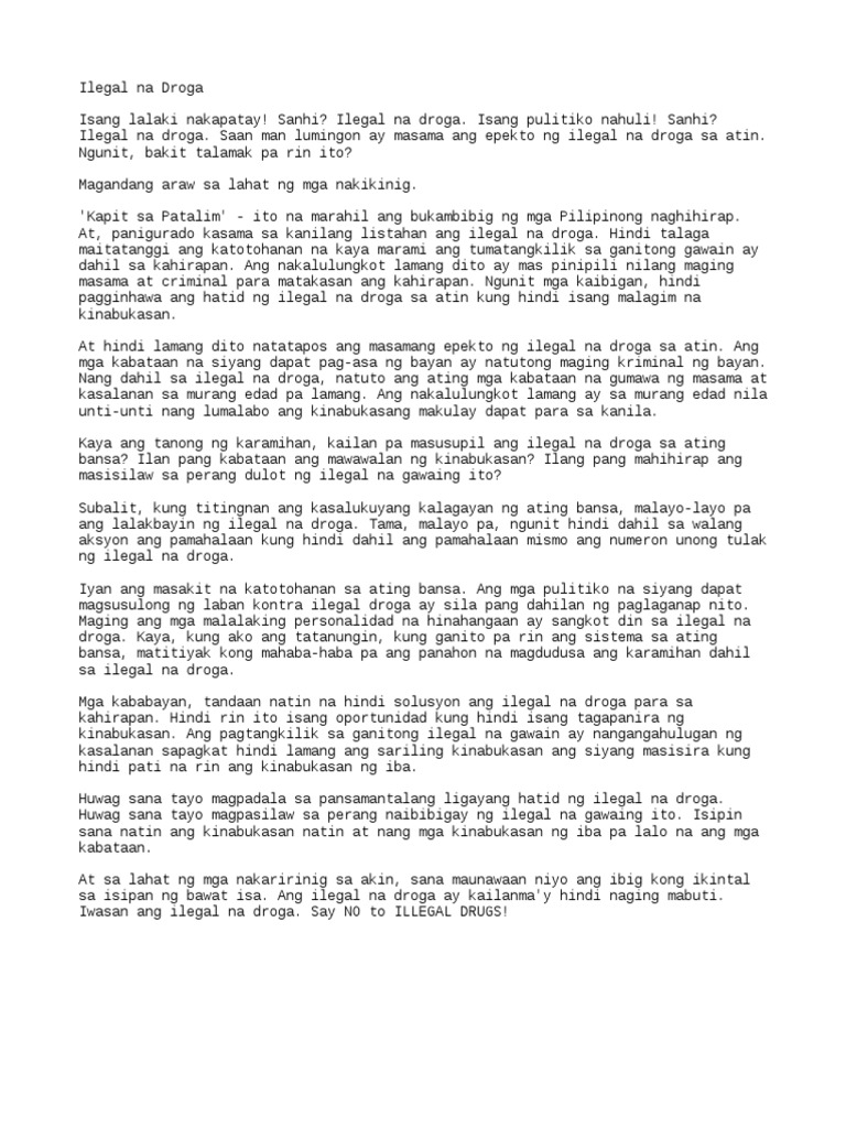 (Talumpati) Ilegal Na Droga | PDF