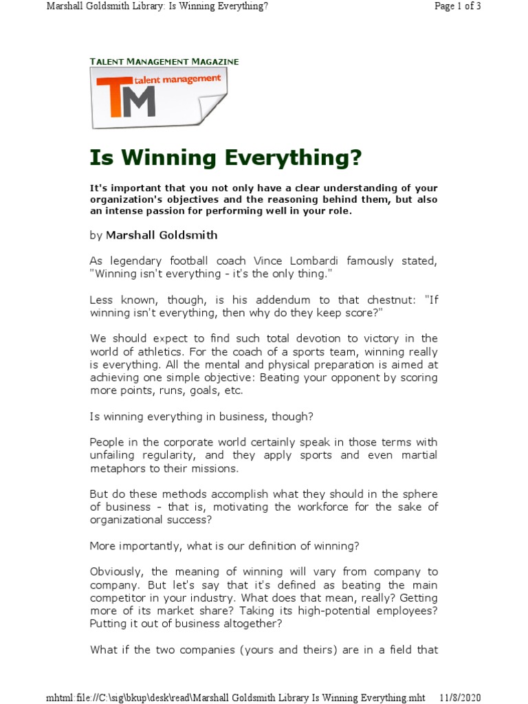 Is Winning Everything? | PDF