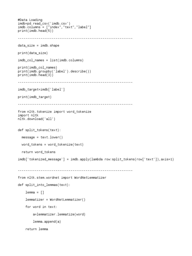 Text Preprocessing & Classification | PDF | Information Science | Linguistics