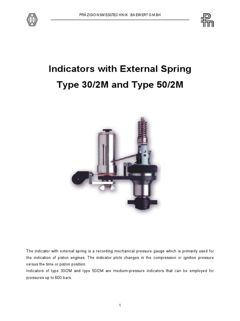 Indicators With External Spring Type 30/2M and Type 50/2M ...