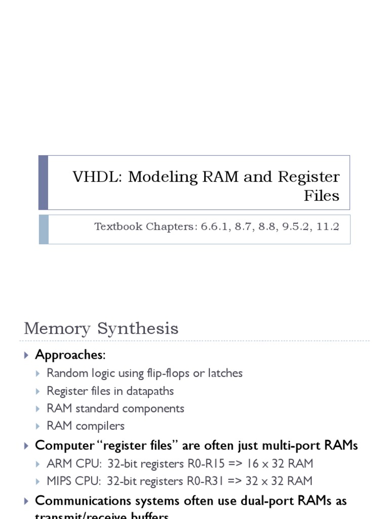 VHDL 5 Memory Models | Download Free PDF | Vhdl | Random Access Memory