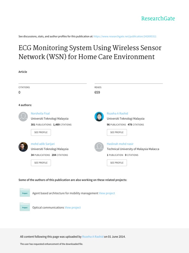 ECG Monitoring System Using Wireless Sensor Networ PDF | PDF ...