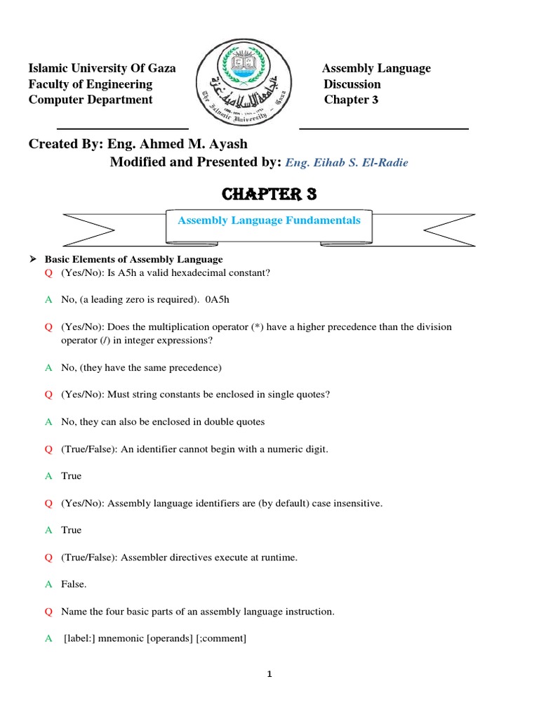 Assembly Chapter3 PDF | PDF | Integer (Computer Science) | Assembly Language