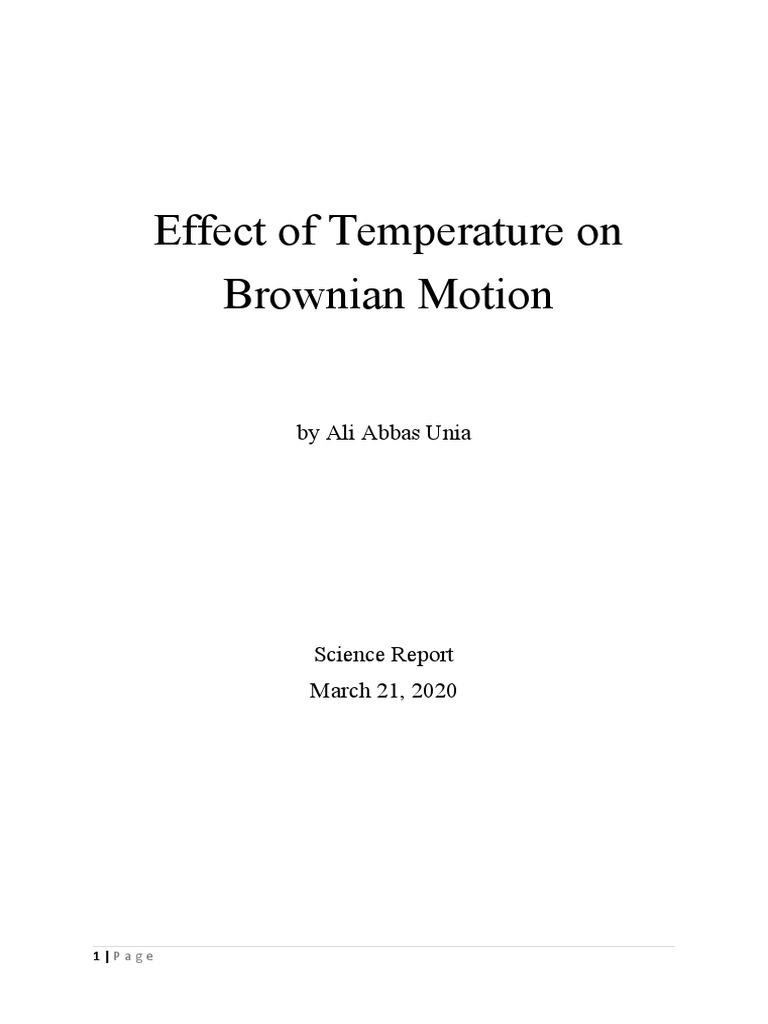 Effect of Temperature On Brownian Motion | PDF | Brownian Motion | Diffusion