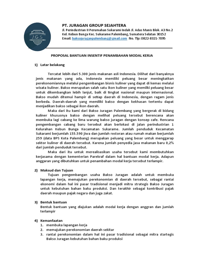 Proposal Permohonan Bantuan Dana | PDF