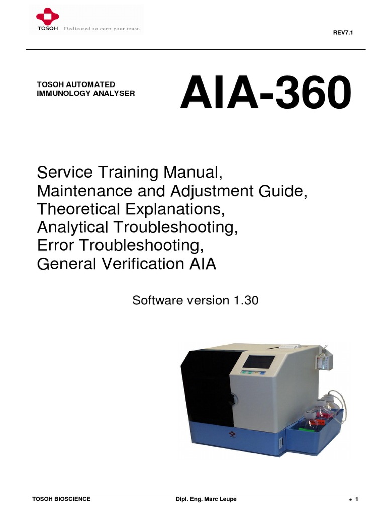 Comprehensive Service Manual for the TOSOH AIA-360 Automated Immunoassay Analyzer | PDF | Assay ...