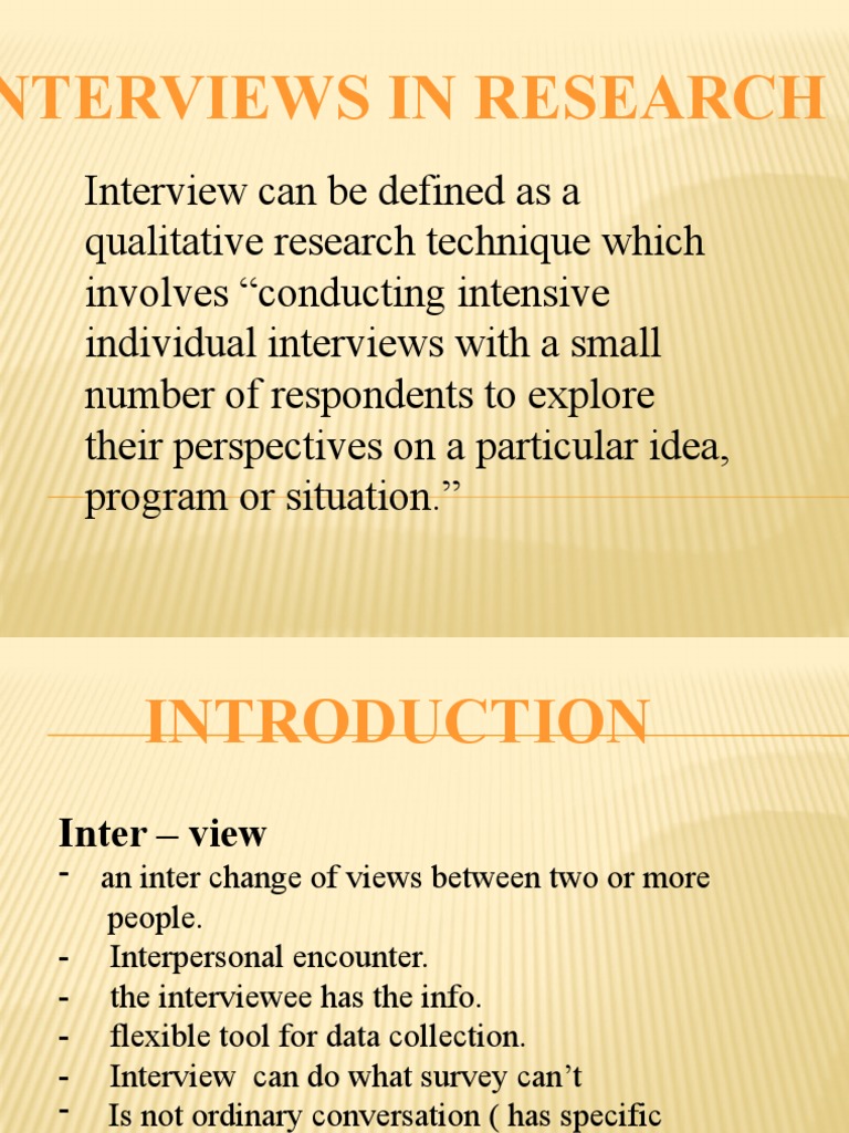 Interviews in Research | PDF | Interview | Psychology