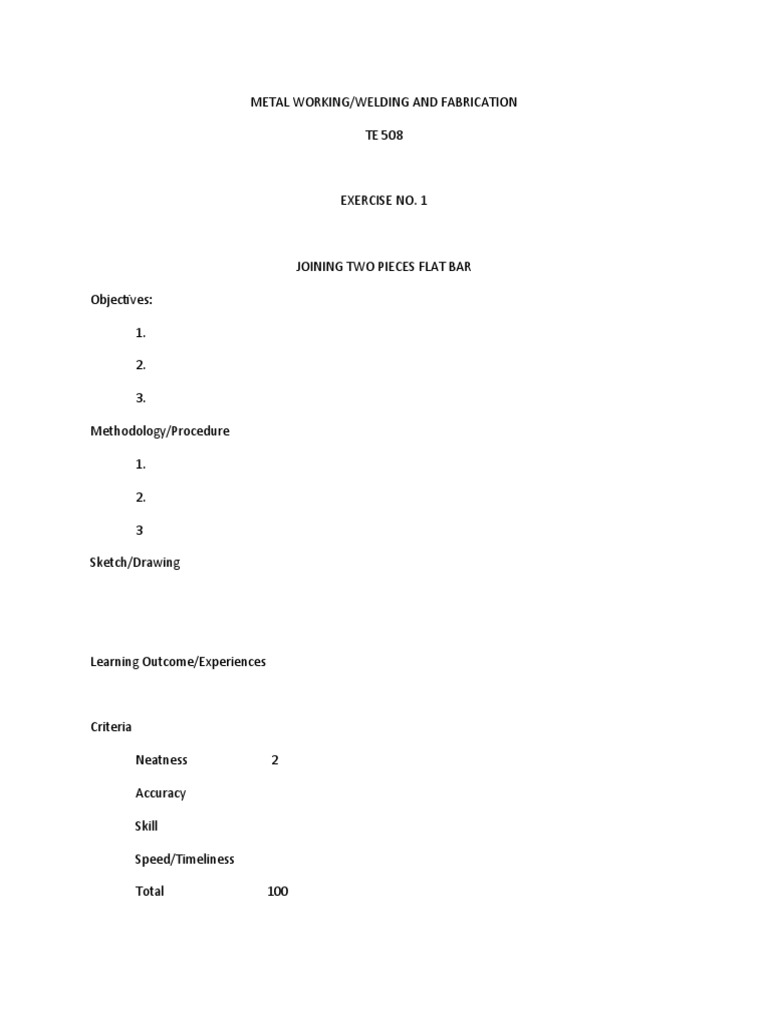 Metal Working Exercises for Welding Skills | PDF | Technology & Engineering