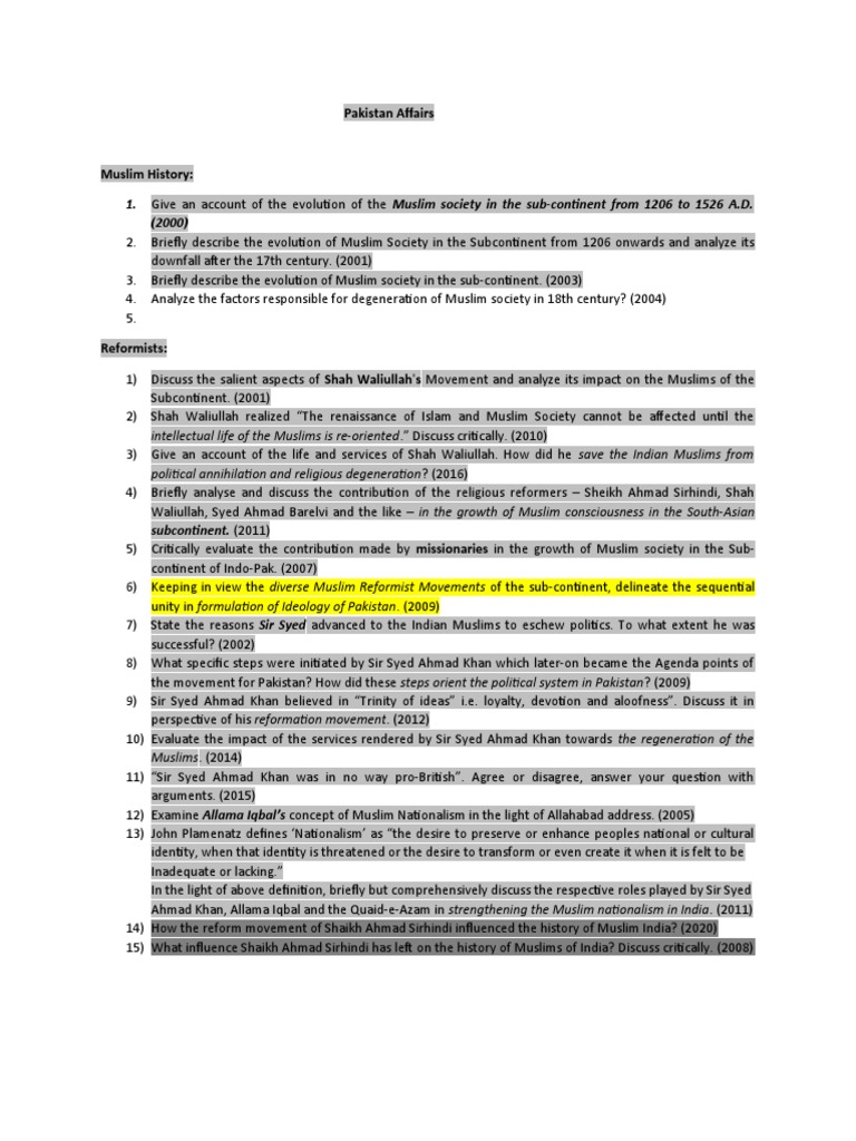 Pakistan Affairs Compiled | PDF | Pakistan | Muhammad Ali Jinnah