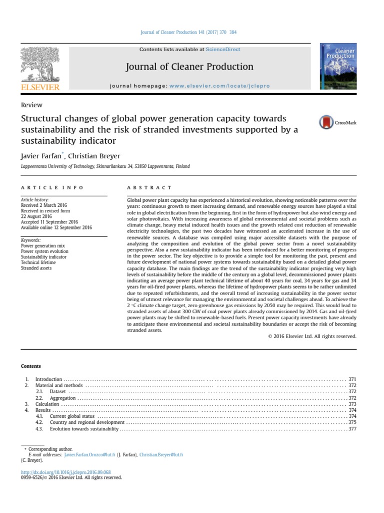 Journal of Cleaner Production: Review | PDF | Solar Power | Renewable ...