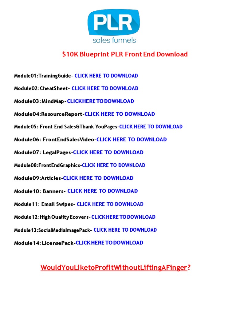 $10K Blueprint PLR Front End Download ...
