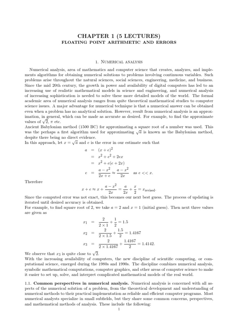 Approximating Square Roots and Sources of Error in Floating Point Arithmetic | PDF | Significant ...