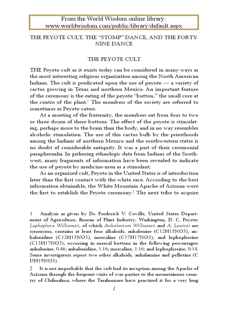 Peyote Cult and Its Ceremonial Practices | PDF | Philosophy