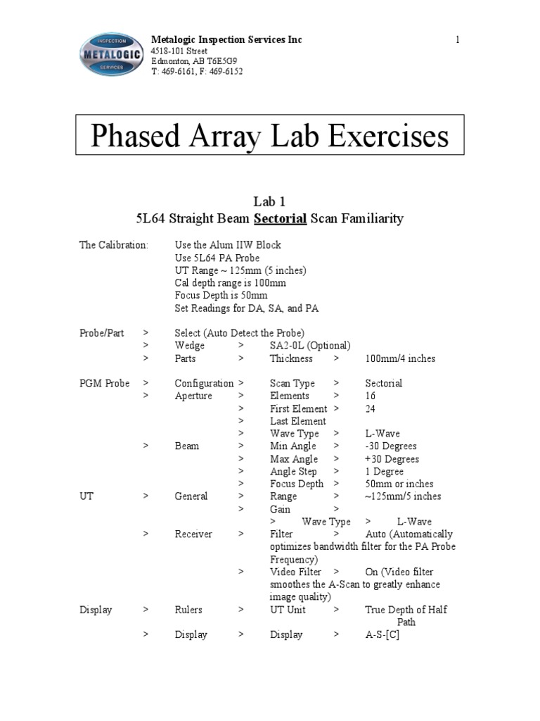 Phased Array Lab Exercises REV 1.0 | PDF | Aperture | Calibration