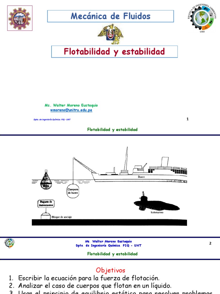 Presentación de Flotabilidad y Estabilidad PDF | PDF | Masa | Mecánica de Medios Continuos