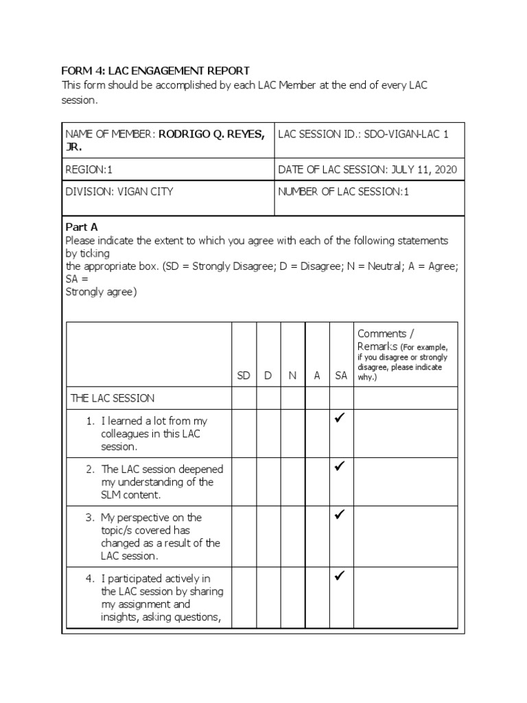 ROD REYES LAC Form-4 Module 1 | PDF | Teaching | Learning