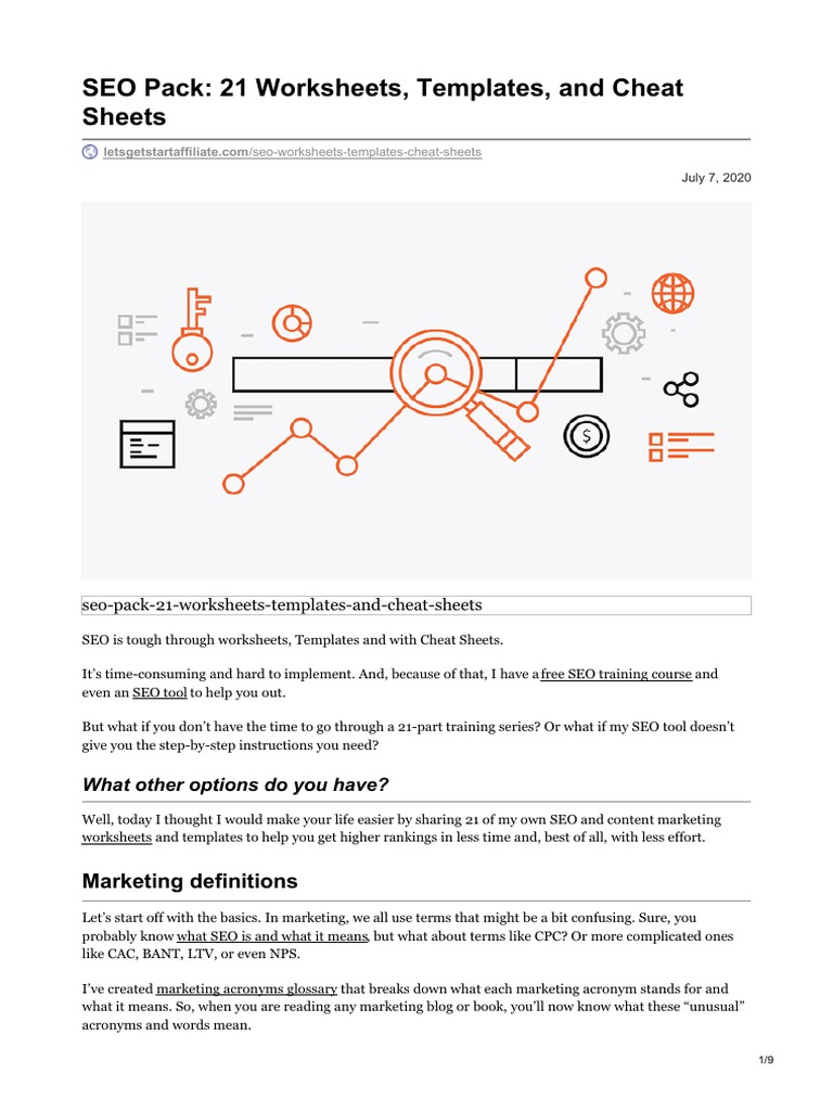 SEO Pack 21 Worksheets Templates and Cheat Sheets | PDF | Internet ...