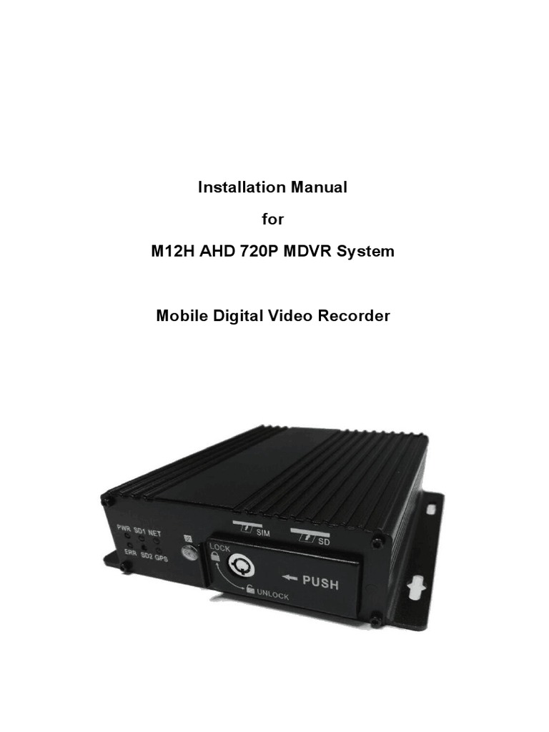 M12H 2SD MDVR Manual (V1.1) | PDF | Booting | Power Supply
